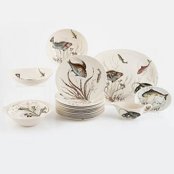 Fish service, 19 pieces, earthenware, "Fish", Johnson Bros, England ...