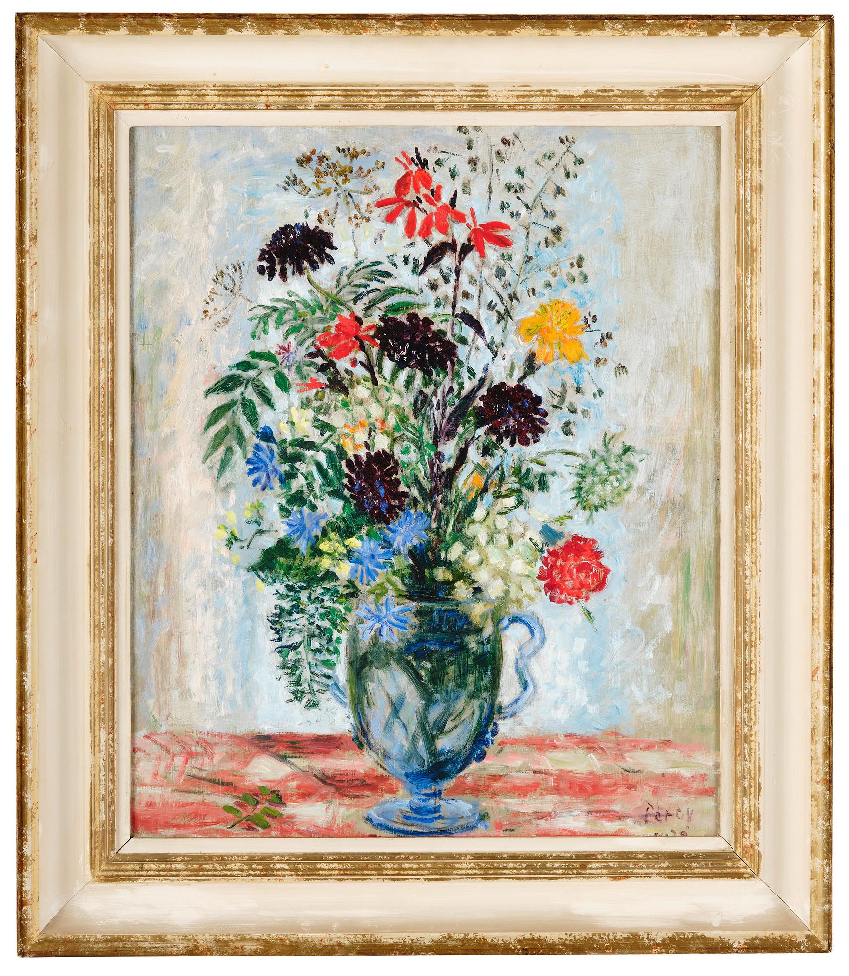 Arthur Percy, "Blommor i blå vas III". - Bukowskis