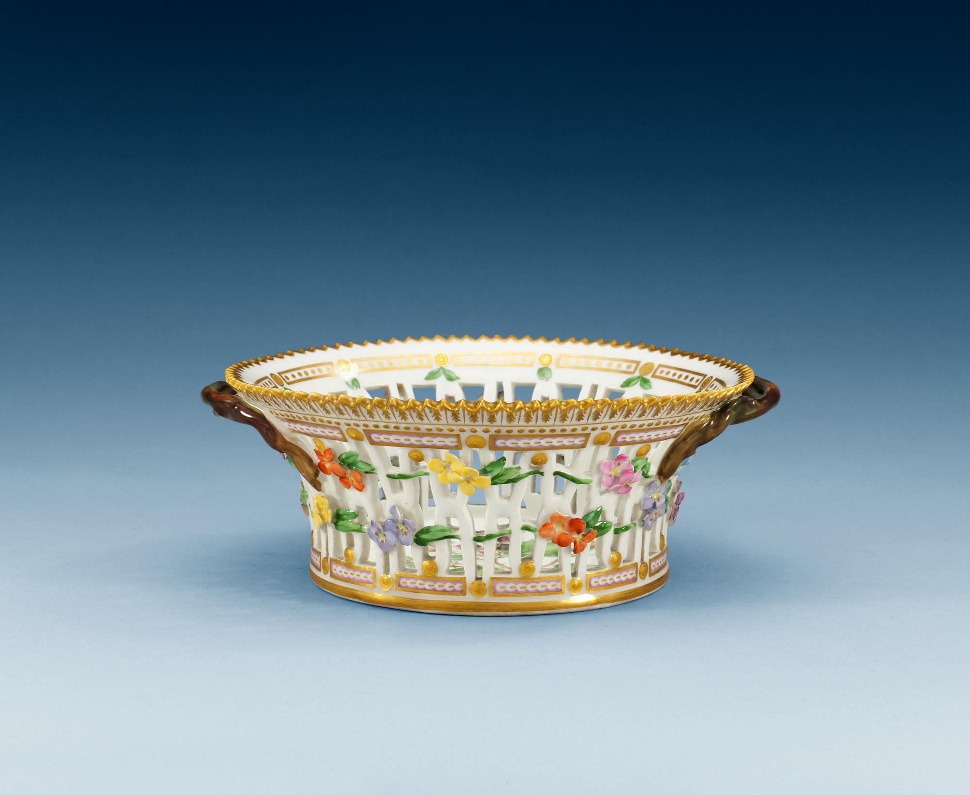 A Royal Copenhagen 'Flora Danica' chestnut basket, Denmark, 20th ...