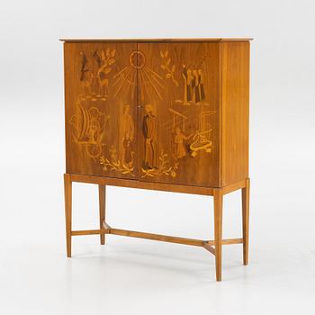 Erik Mattson, skåp, Mjölby intarsia, 1940/50-tal. - Bukowskis