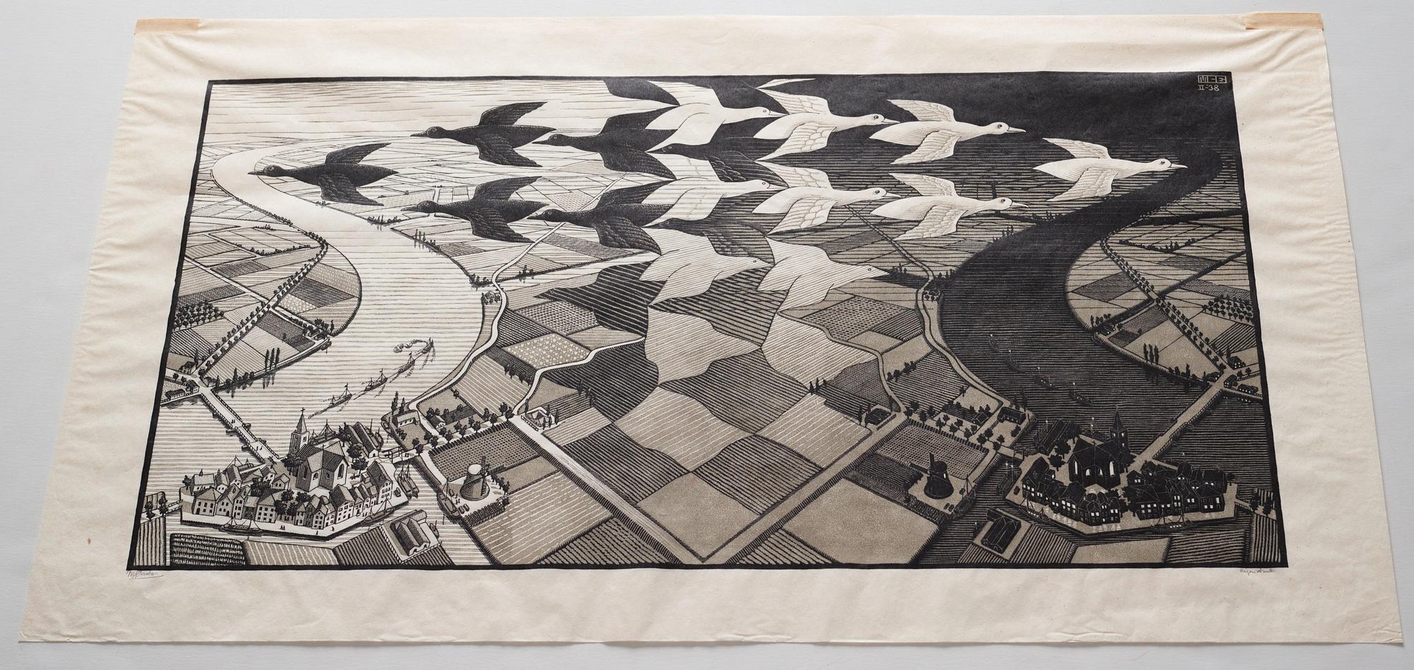 Maurits Cornelis Escher, "Day and Night" (Jour et Nuit). - Bukowskis