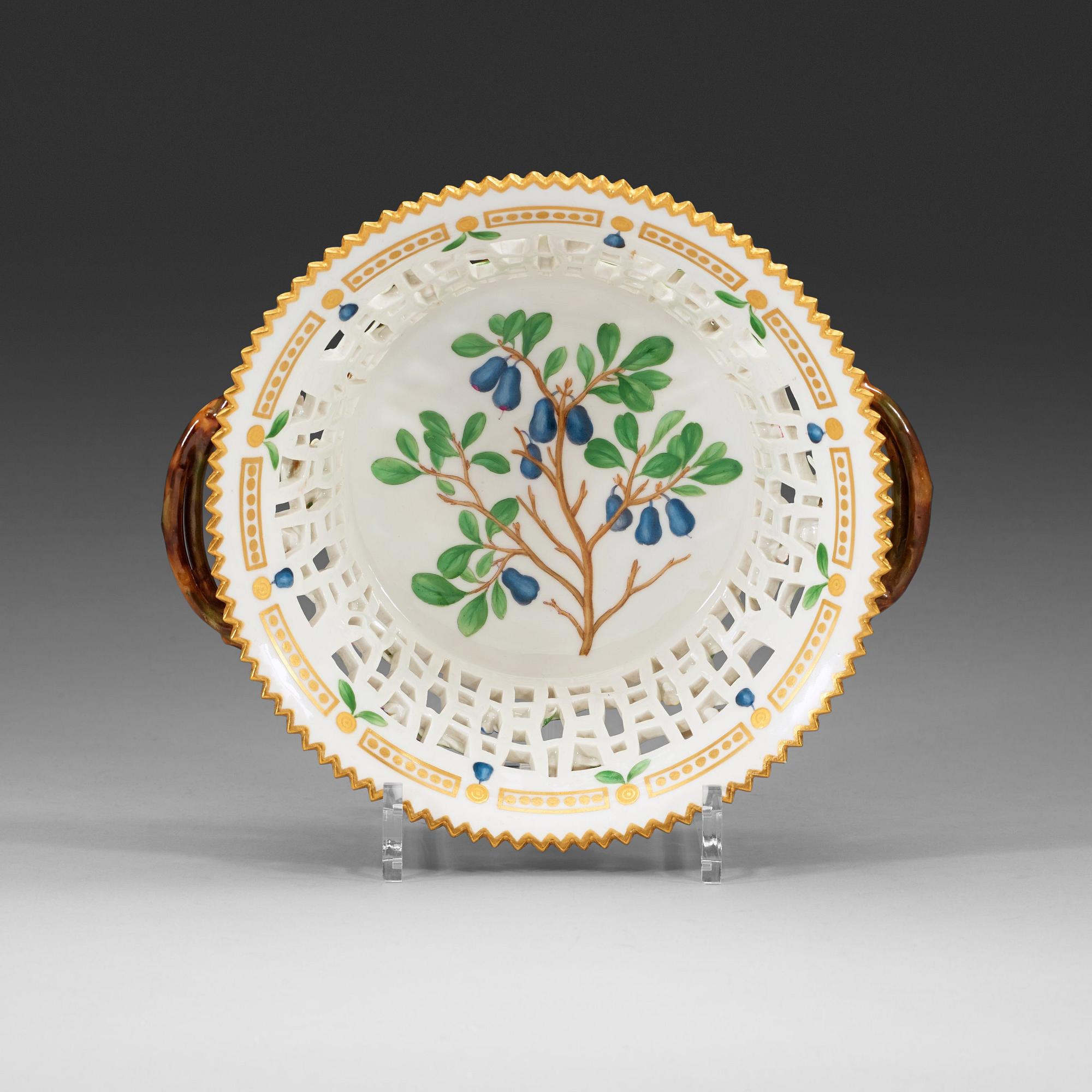 A Royal Copenhagen 'Flora Danica' chestnut basket, Denmark, 20th ...