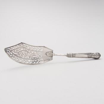 A silver fish slice, mark of Gustav Adolf Petrell, assay master Dimitry ...