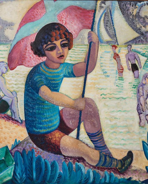 Isaac Grünewald, "Gosse (Iván) med flagga". - Bukowskis