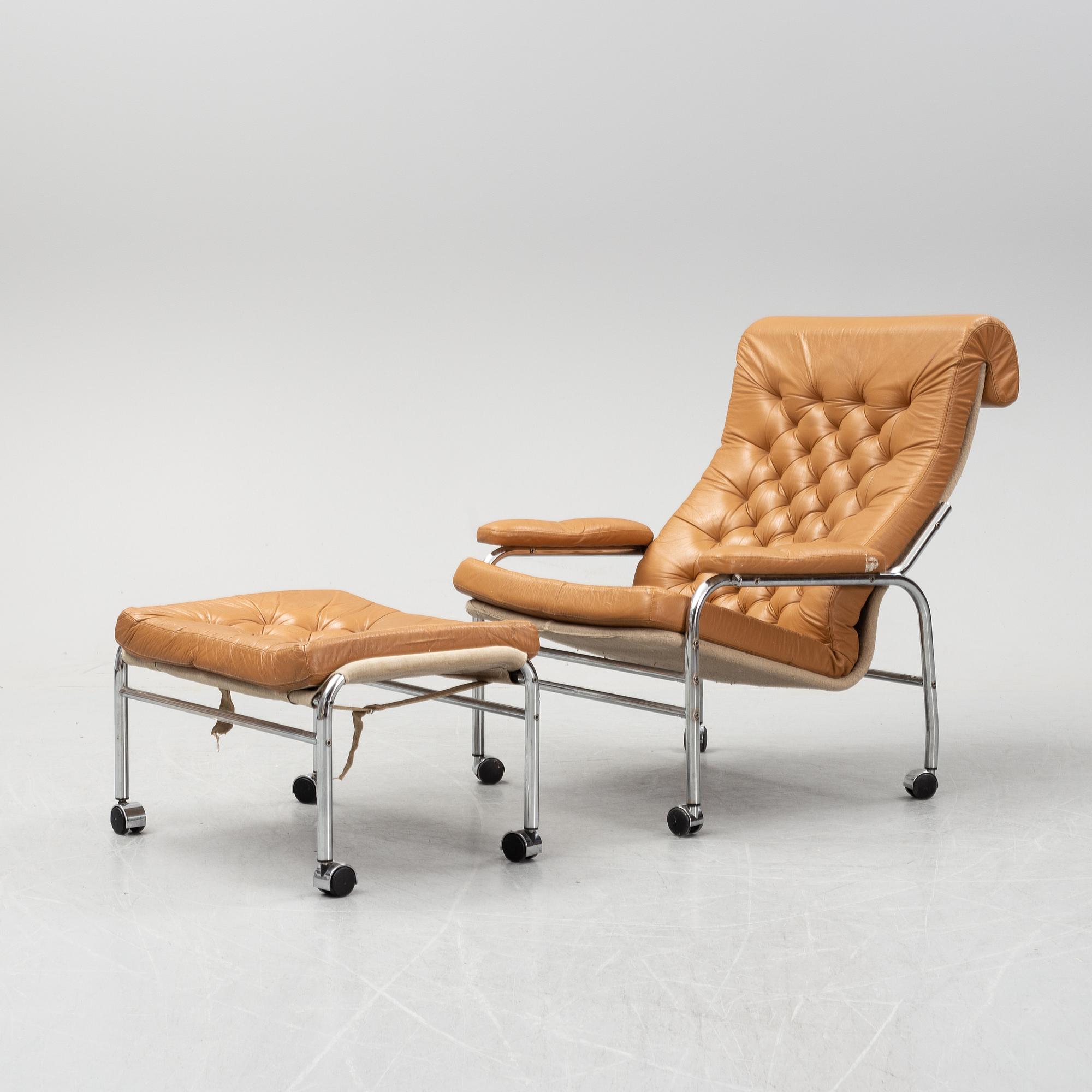 A 'Bore' lounge chair with stool by Noburo Nakamura for IKEA, designed ...