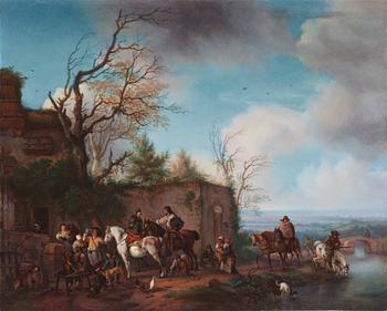 Porslinsplakett, bär signatur, motiv efter Philips Wouverman. - Bukowskis