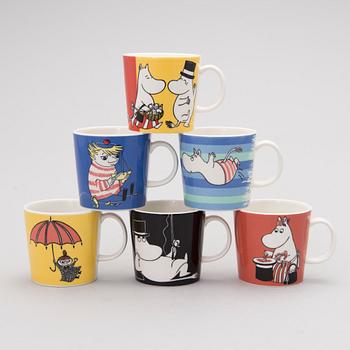 Six Moomin porcelain mugs, Moomin Characters, Arabia, 1999-2008 ...