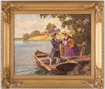 EMIL ÅBERG, olja på pannå, signerad. - Bukowskis