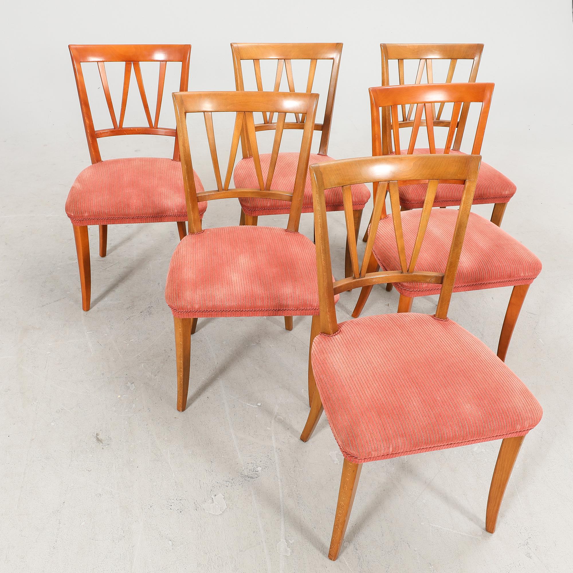 Carl Malmsten, stolar 6 st "Pyramid" Åfors möbelfabrik. - Bukowskis