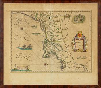 Johannes/Jean Blaeu, map/copper engraving, coloured. - Bukowskis