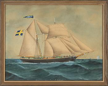 Ship portrait by Lars Petter Sjöström, gouache, signed. - Bukowskis