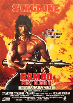 Film poster Sylvester Stallone "Rambo First Blood II" 1985. - Bukowskis