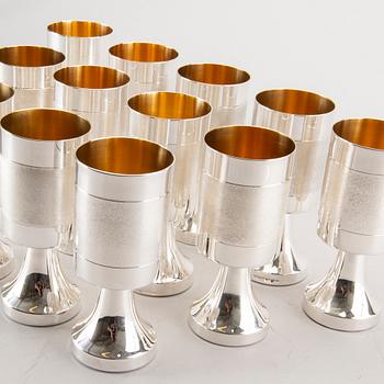 KE PALMBERG, VINGLAS, 12 st, sterling silver, för ALTON Falköping, 1979 ...