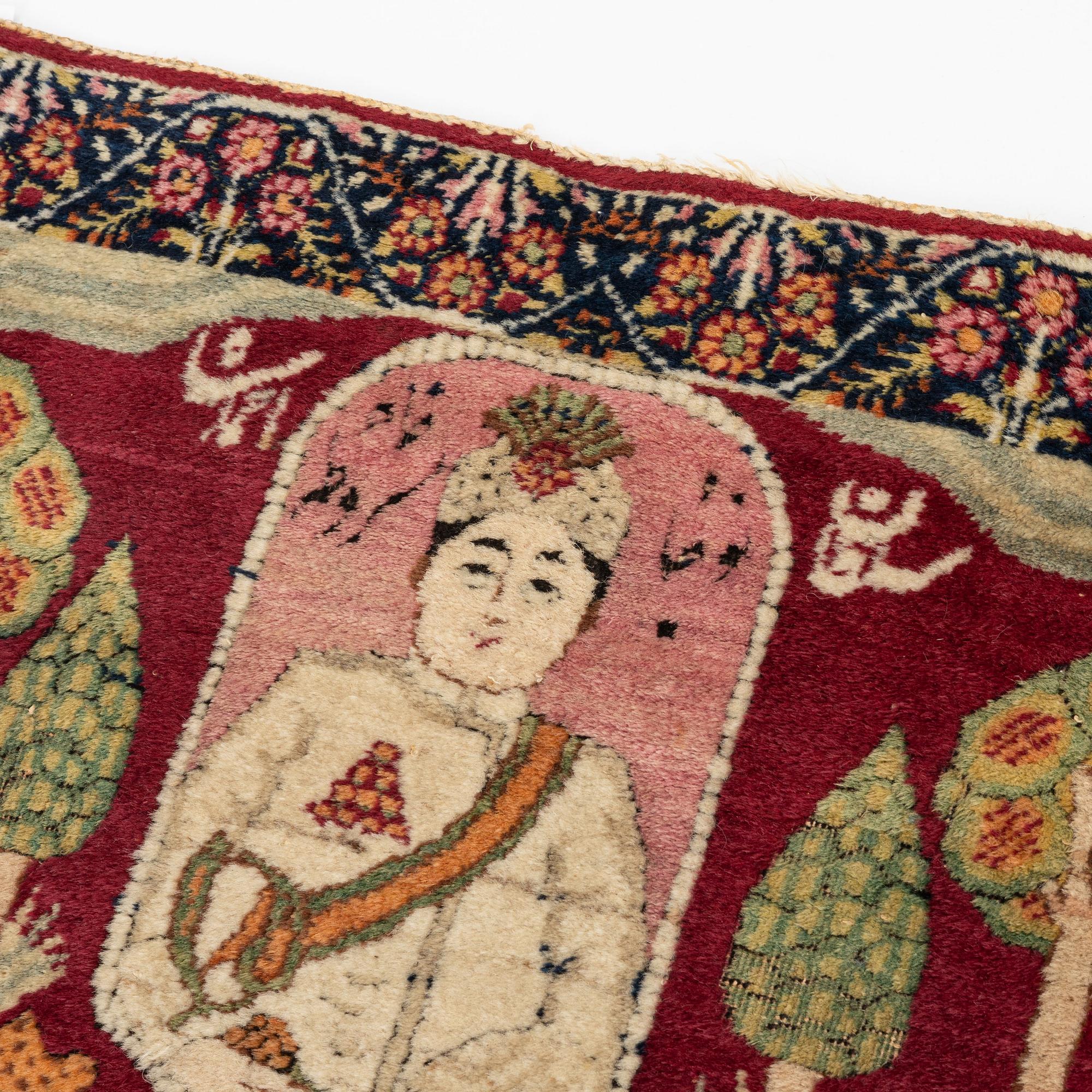 A Persian Kerman Laver 'Mashahir' ('The rulers of the world') rug, c ...