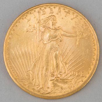 A 1908 20-dollar gold coin. - Bukowskis