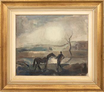 Hugo Carlberg, Man with Horse. - Bukowskis
