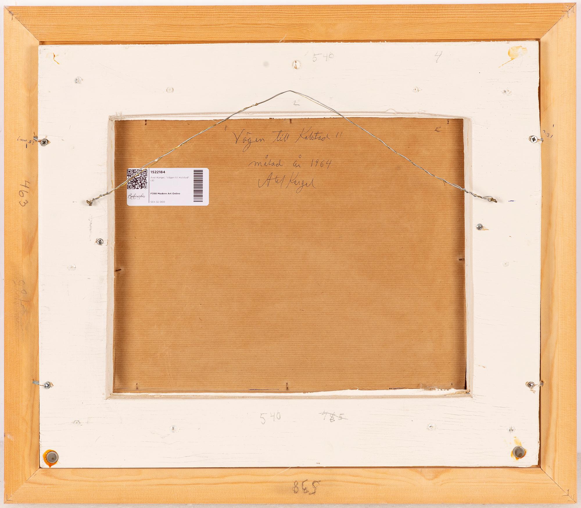 Axel Kargel, "Vägen till Kolstad". - Bukowskis