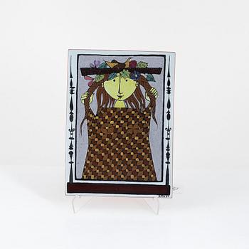 Stig Lindberg, a wall plaque, 'Flickan med Flätorna', 1962. - Bukowskis