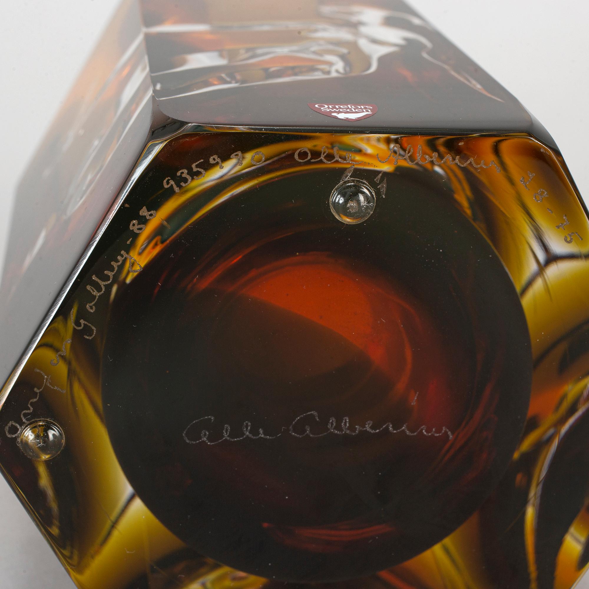 OLLE ALBERIUS, vas, glas, Ariel, Orrefors 1988. - Bukowskis