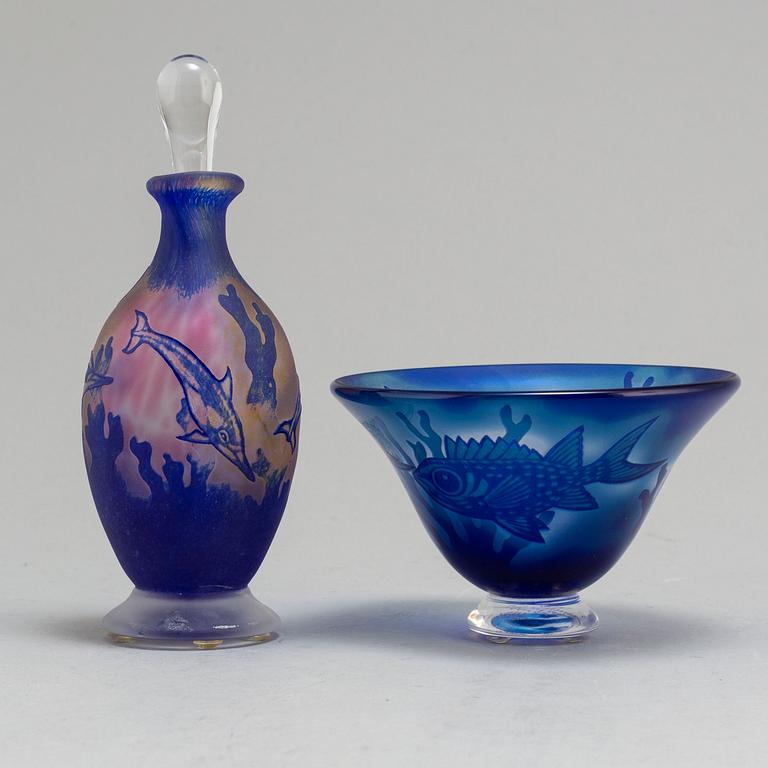 ASTRID GATE, a unique glass bowl and bottle from Johansfors, 2000 ...
