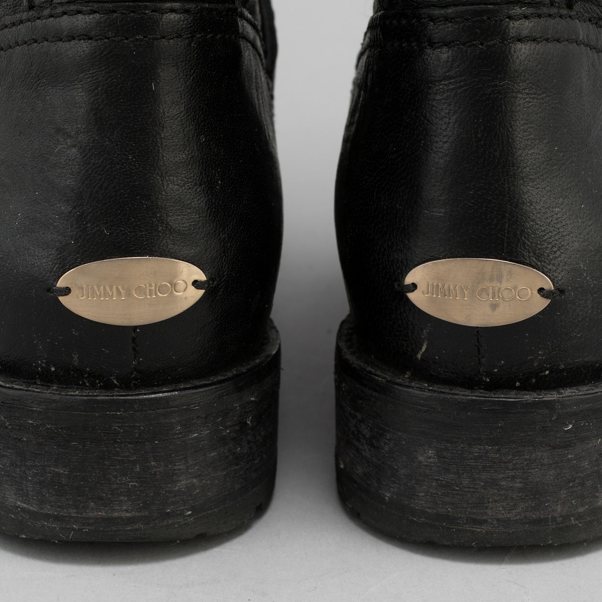 A pair of Jimmy Choo Biker Boots with Rabbit Fur, size 39 A pair of Jimmy Choo Biker Boots with Rabbit Fur, size 39
