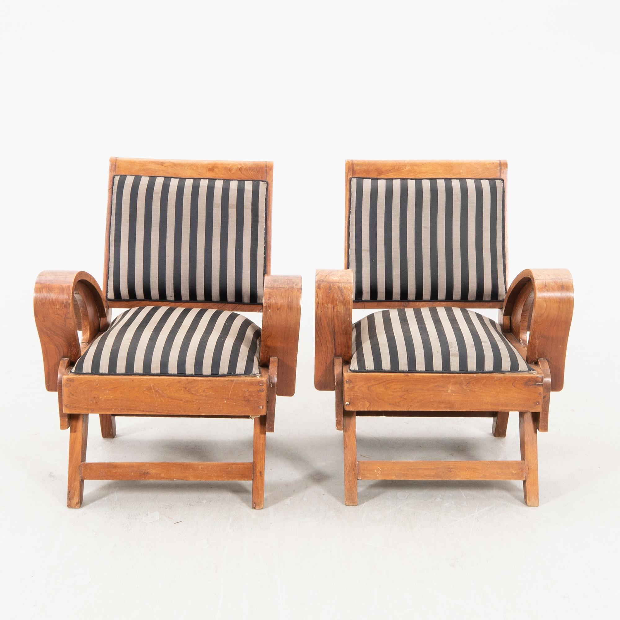 Jindřich Halabala ascribed to, a three pcs walnut Art Deco suit first ...