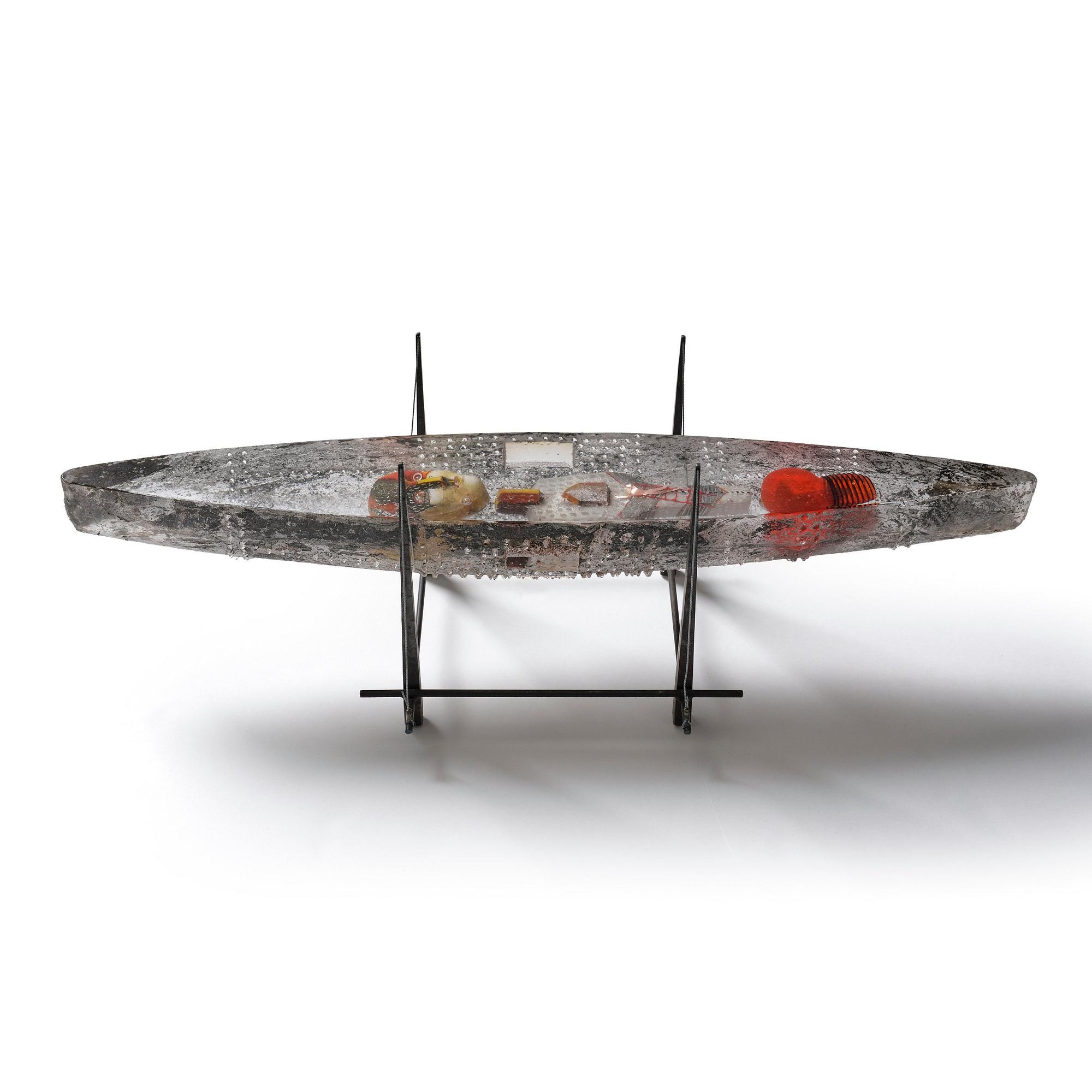 Bertil Vallien, a sand cast glass sculpture of a boat, Pilchuck, USA ...
