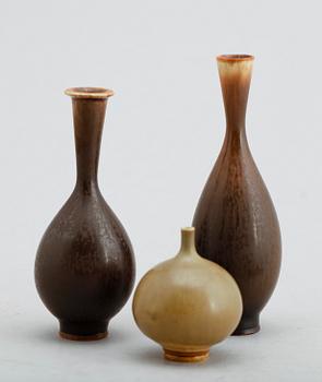 VASER, 3 st, stengods, Berndt Friberg, Gustavsbergs studio, sign ...