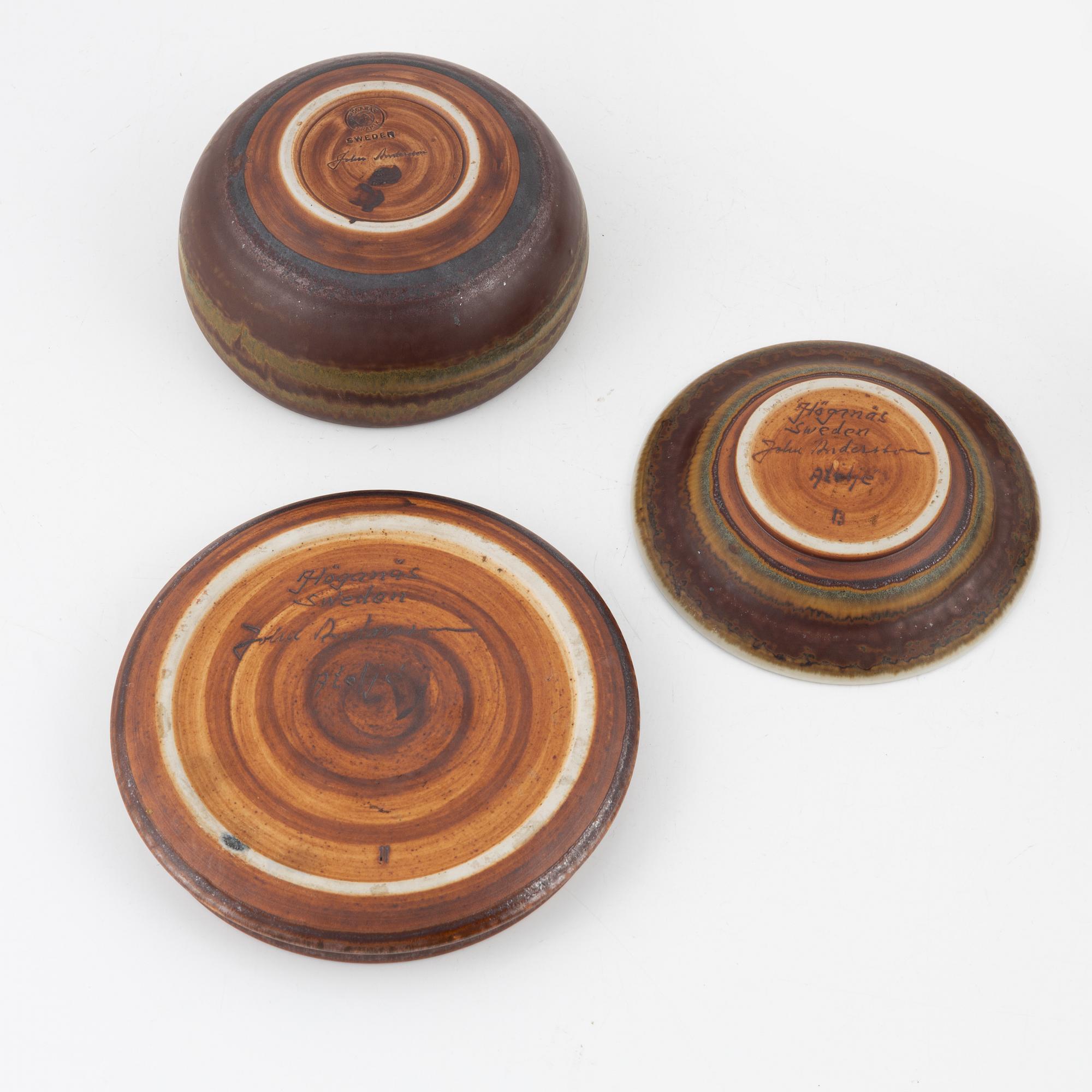 John Andersson, vaser, fat och skål, 6 st. Höganäs. - Bukowskis