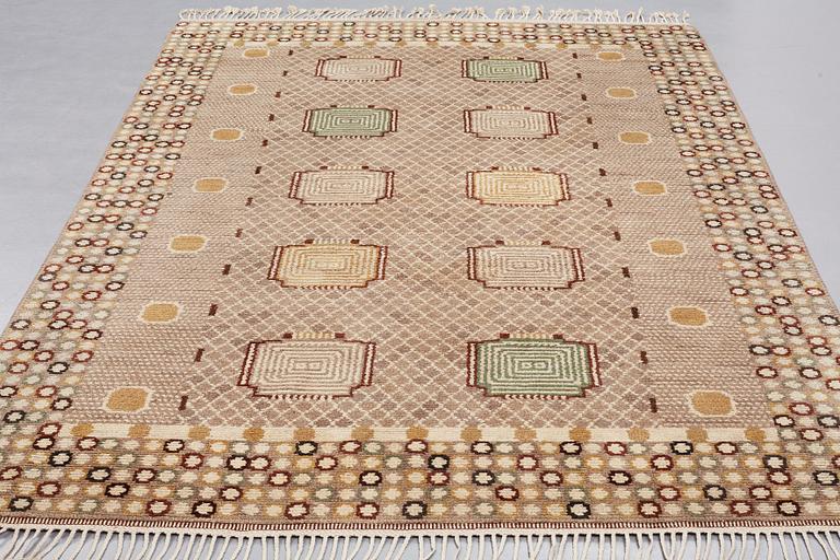 Barbro Nilsson, MATTA, "Krabban, grå", flossa, ca 281,5 x 196 cm ...