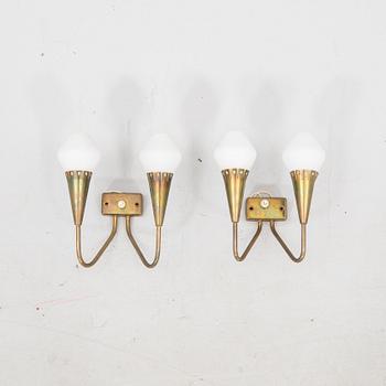 Harald Notini, pair of wall scones Böhlmarks 1950s. - Bukowskis
