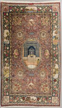 A semiantique signed Kerman figural carpet. Circa 293 x 190 cm. - Bukowskis