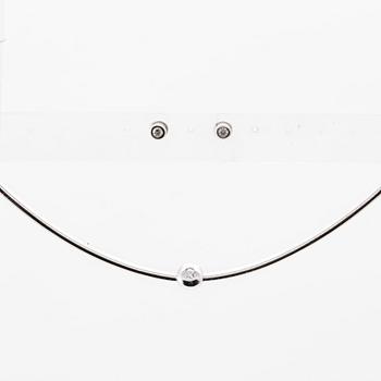 Halsband och örhängen 14K vitguld med runda briljantslipade diamanter. - Bukowskis