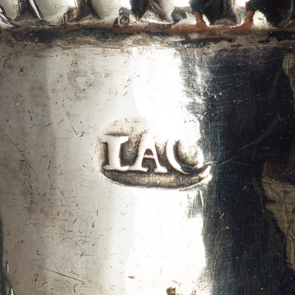 A German 18th century walking-stick with silver knob, marks of Johan ...