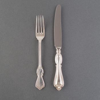A 24 piece Swedish silver cutlery from Guldsmeds AB in Stockholm (GAB ...
