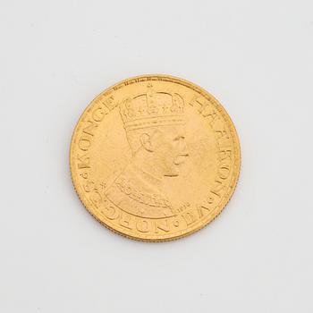 Haakon VII, guldmynt, Norge, 20 kr, 1910. - Bukowskis