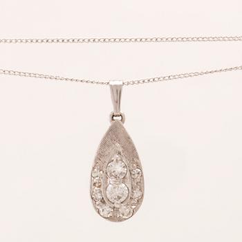 Halsband 14K vitguld med runda enkelslipade och briljantslipade diamanter. - Bukowskis