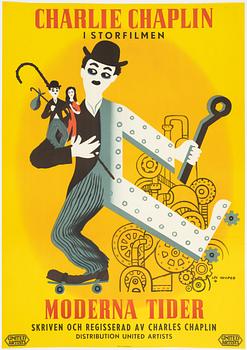 Léo Kouper, a lithographic movie poster, 'Charlie Chaplin i storfilmen ...
