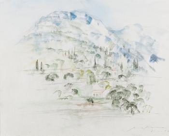 AIMO KANERVA, vesiväri, signeerattu ja päivätty Samos 25.4 -86. - Bukowskis