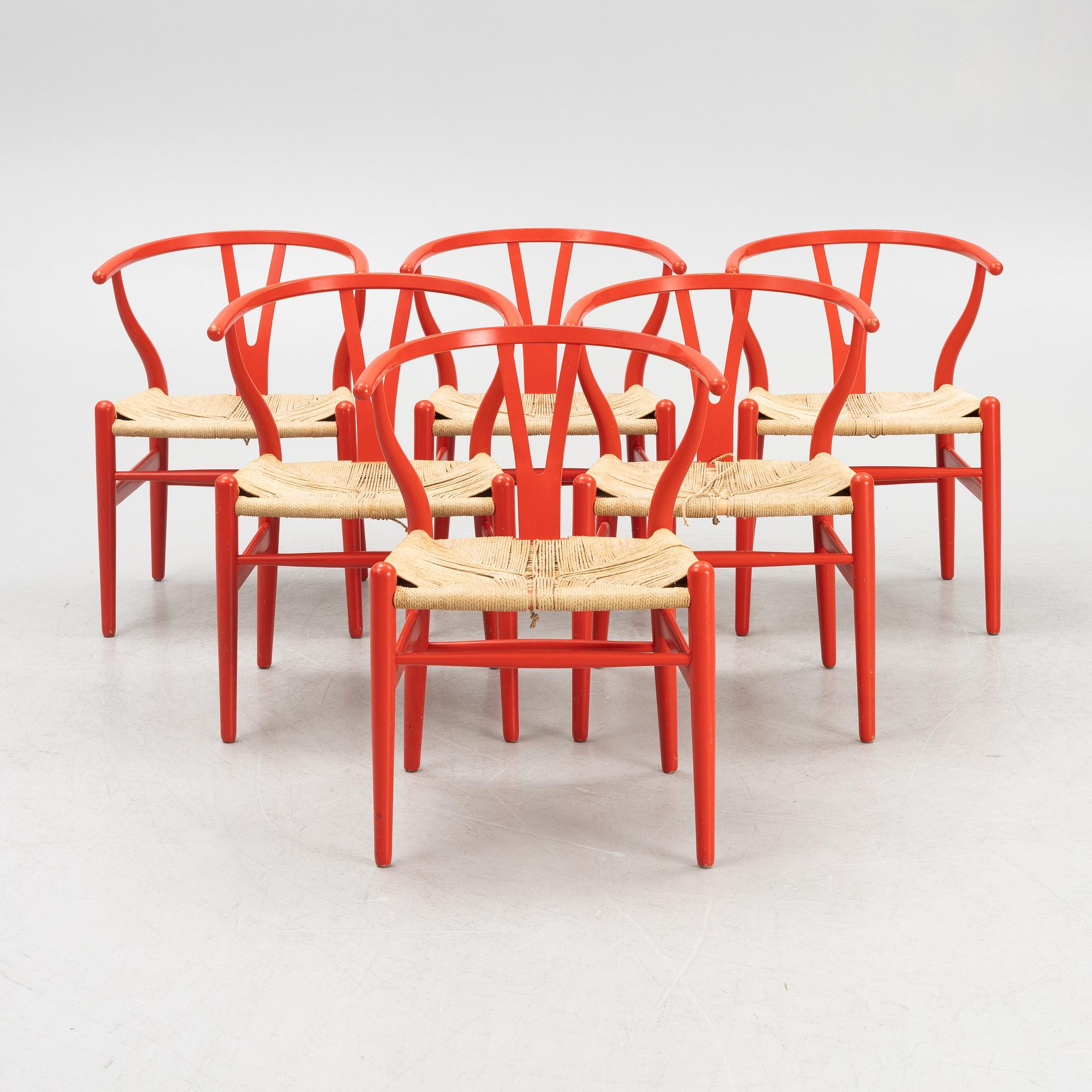 Hans J. Wegner, stolar, 6 st, modell CH-24/ "Y-stolen", Carl Hansen & Son, Danmark, sent 1900 ...