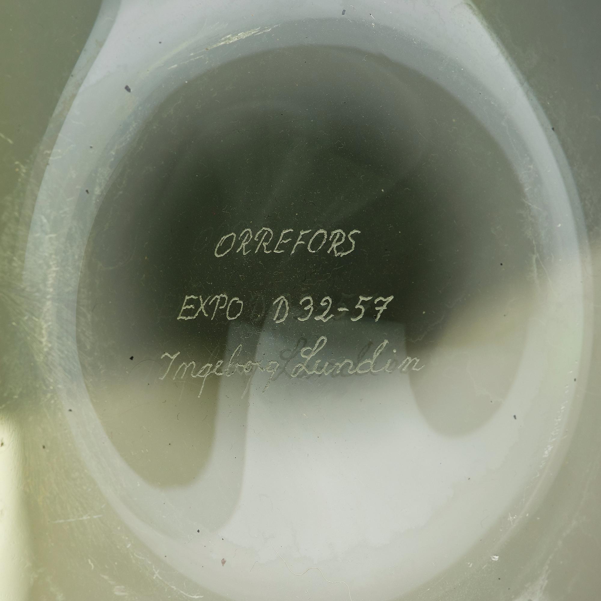 Ingeborg Lundin, a green 'Äpplet' (The apple) glass vase, Orrefors ...