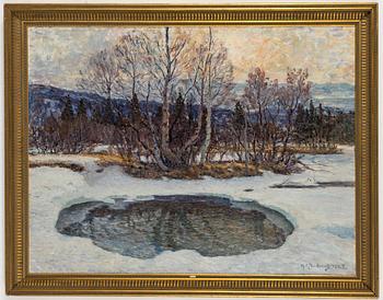 Anton Genberg, Vinterlandskap med tjärn. - Bukowskis