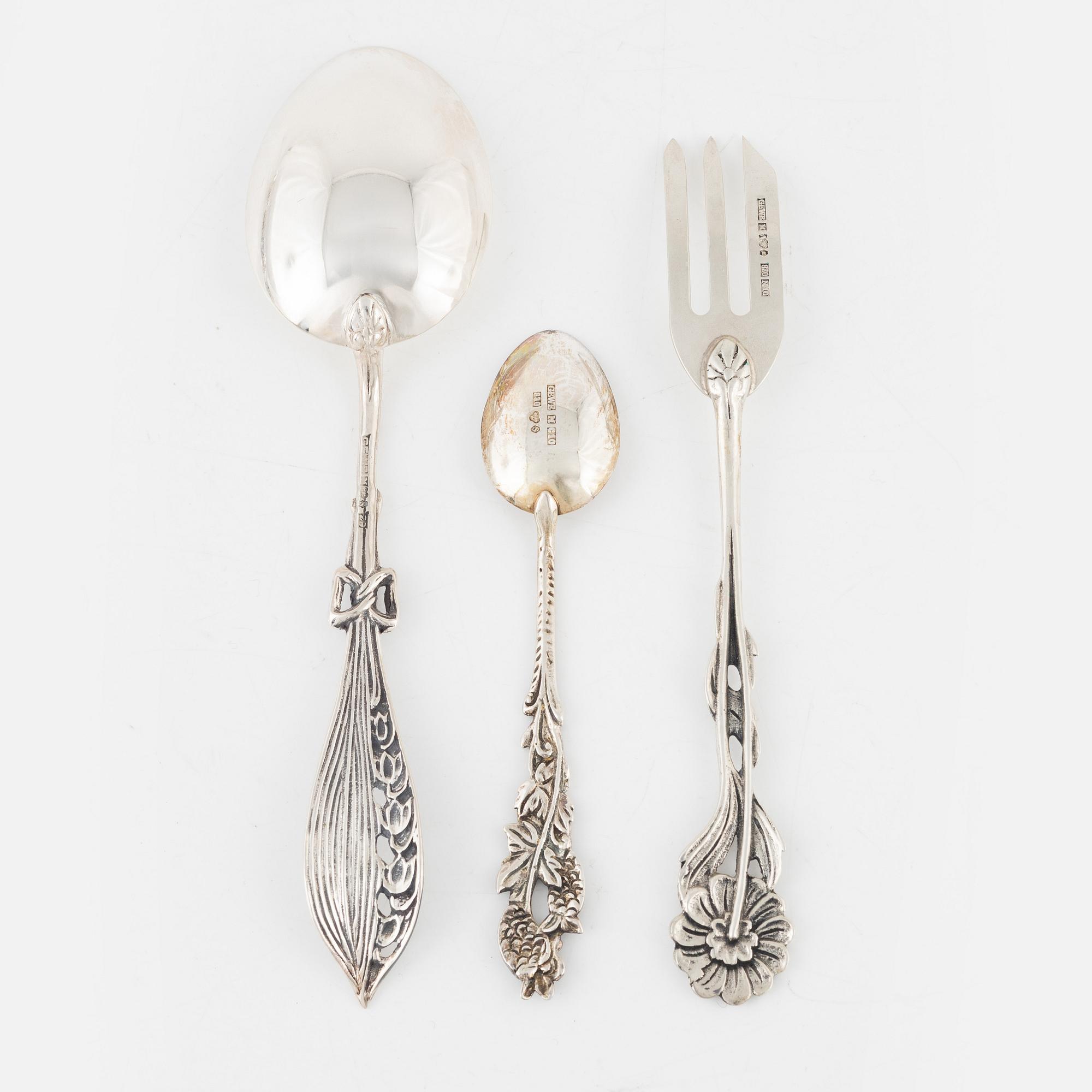 Bestickservis, 38 delar, silver, "Svenska floran", övervägande GEWE ...