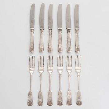 A 12-piece set of silver cutlery with seashell motif, Kultakeskus ...