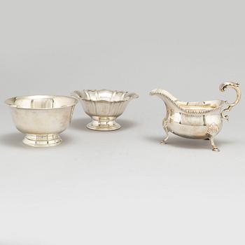 A silver creamer by Frederick Brasted London 1885, and two modern ...