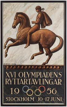 JOHN SJÖSVÄRD, affisch, OS, Esselte, Stockholm, 1955. - Bukowskis