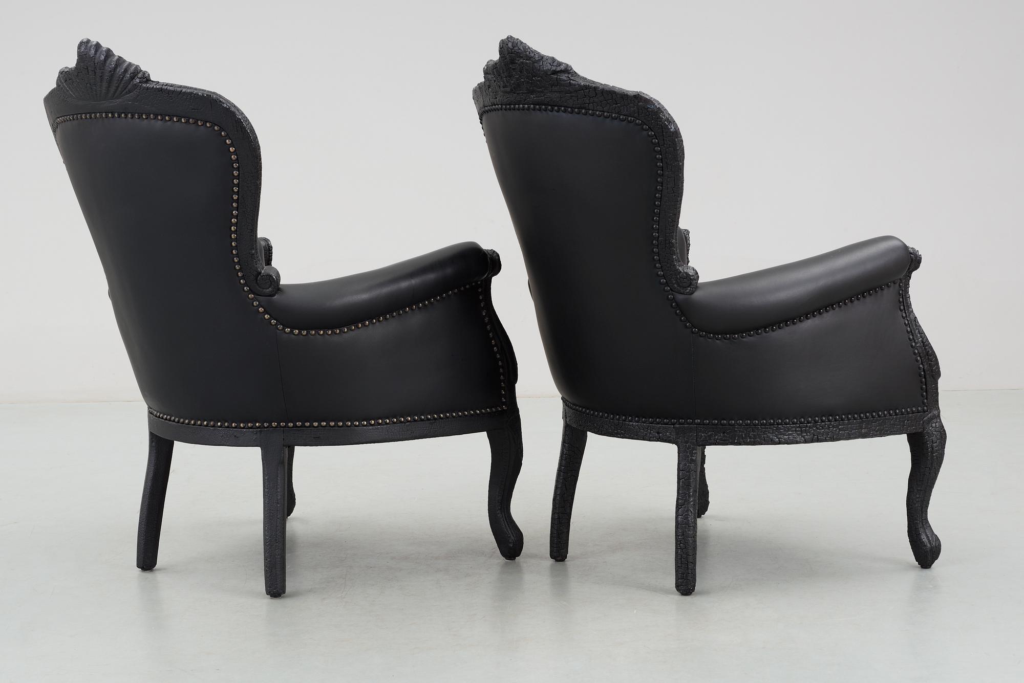 A pair of Maarten Baas 'Smoke Chair' easy charis, Moooi, Netherlands ...