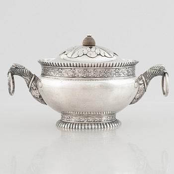 Sugar bowl with lid, low-grade silver, Carl Gustav Grossman, Reval ...
