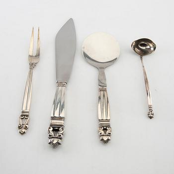 Johan Rohde, Cutlery 4 dlr "Konge/Acorn" sterling silver, Georg Jensen ...