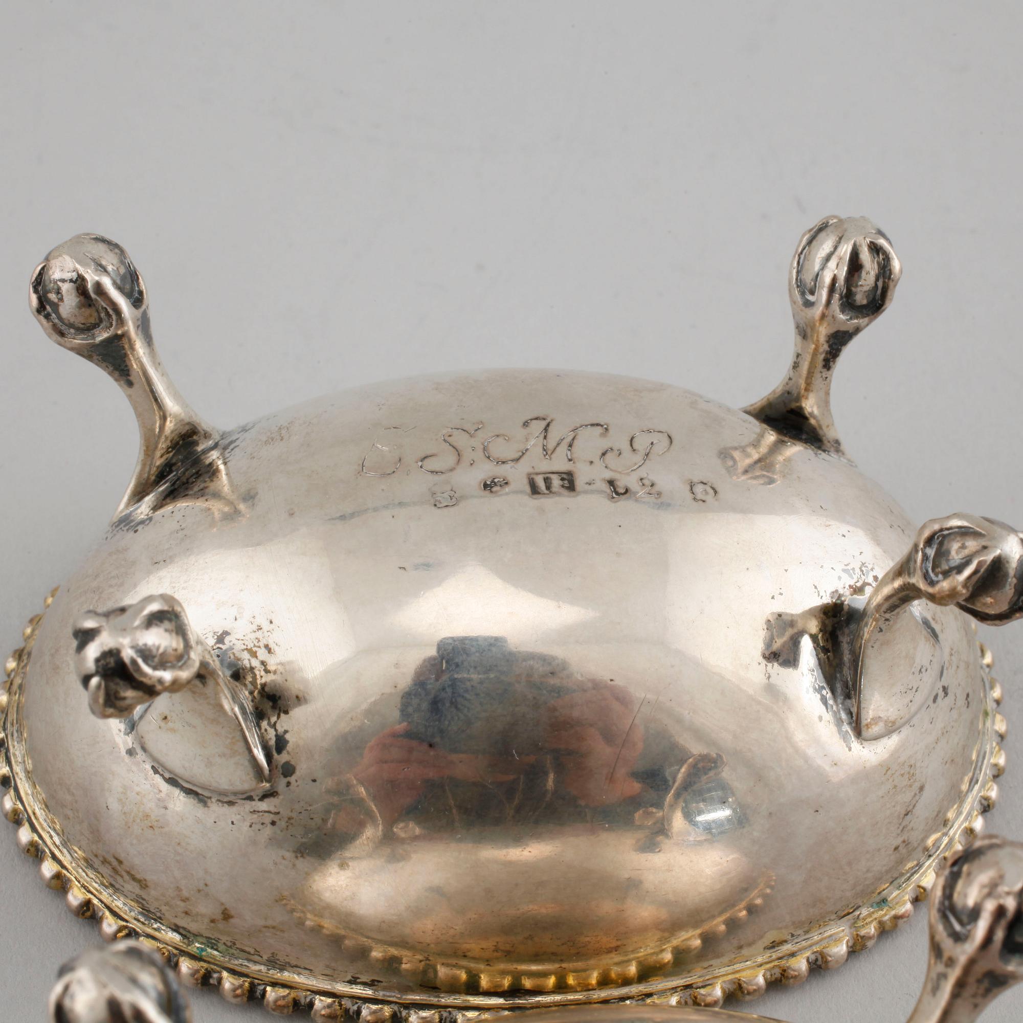 SALTKAR, ett par, silver, gustavianska, Johan Fagerberg, Karlskrona ...